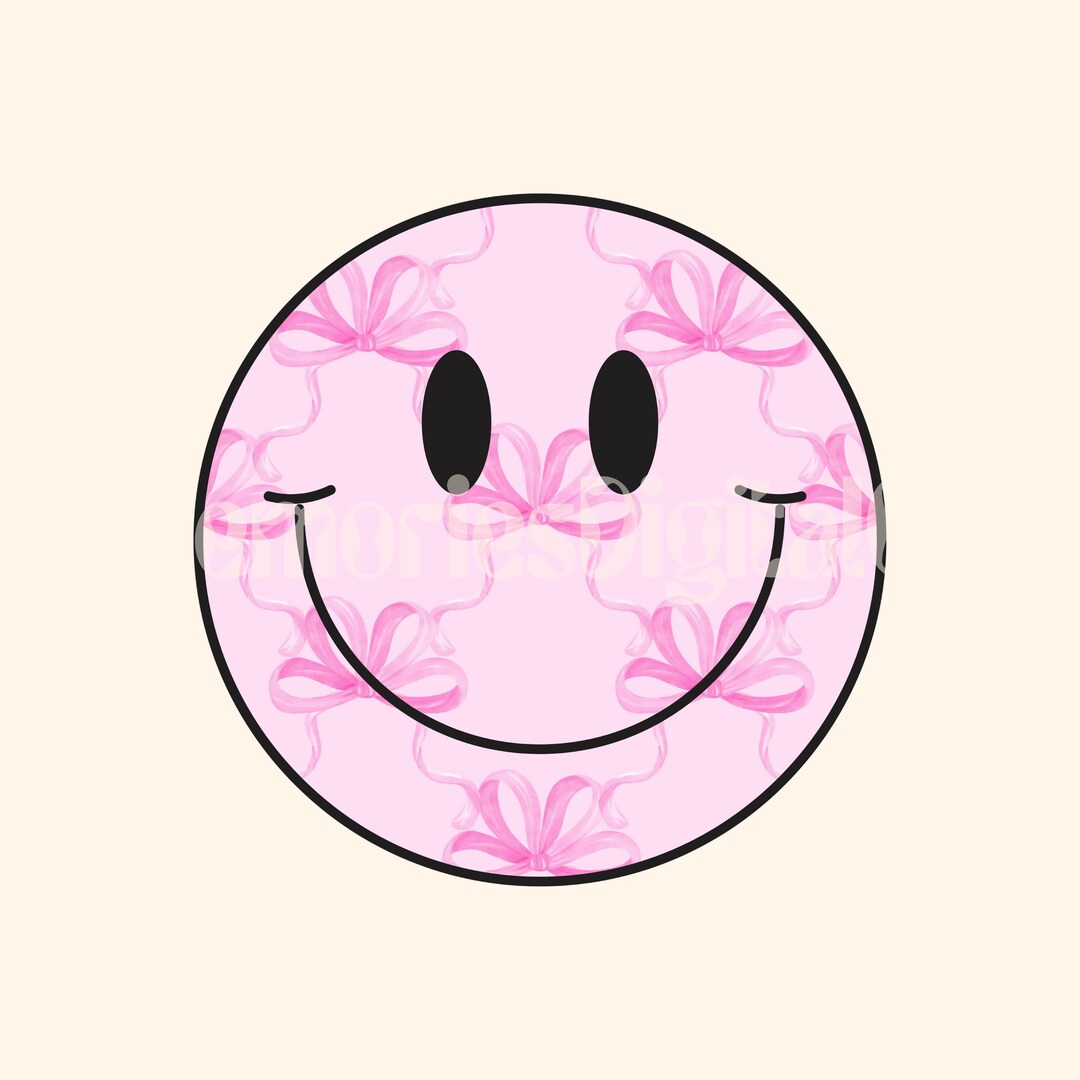Vintage Bows Pink Smile Face Png, Happy Face PNG Shirt Design, Pretty ...