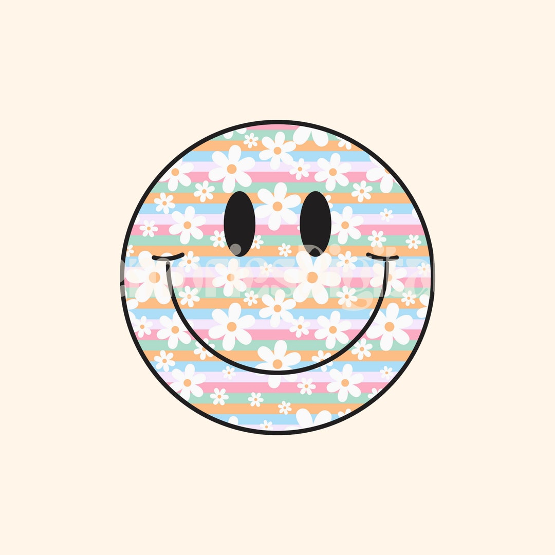 Summer Stripes Happy Face Png, Summer Smile Face Png File, Daisy Emoji ...
