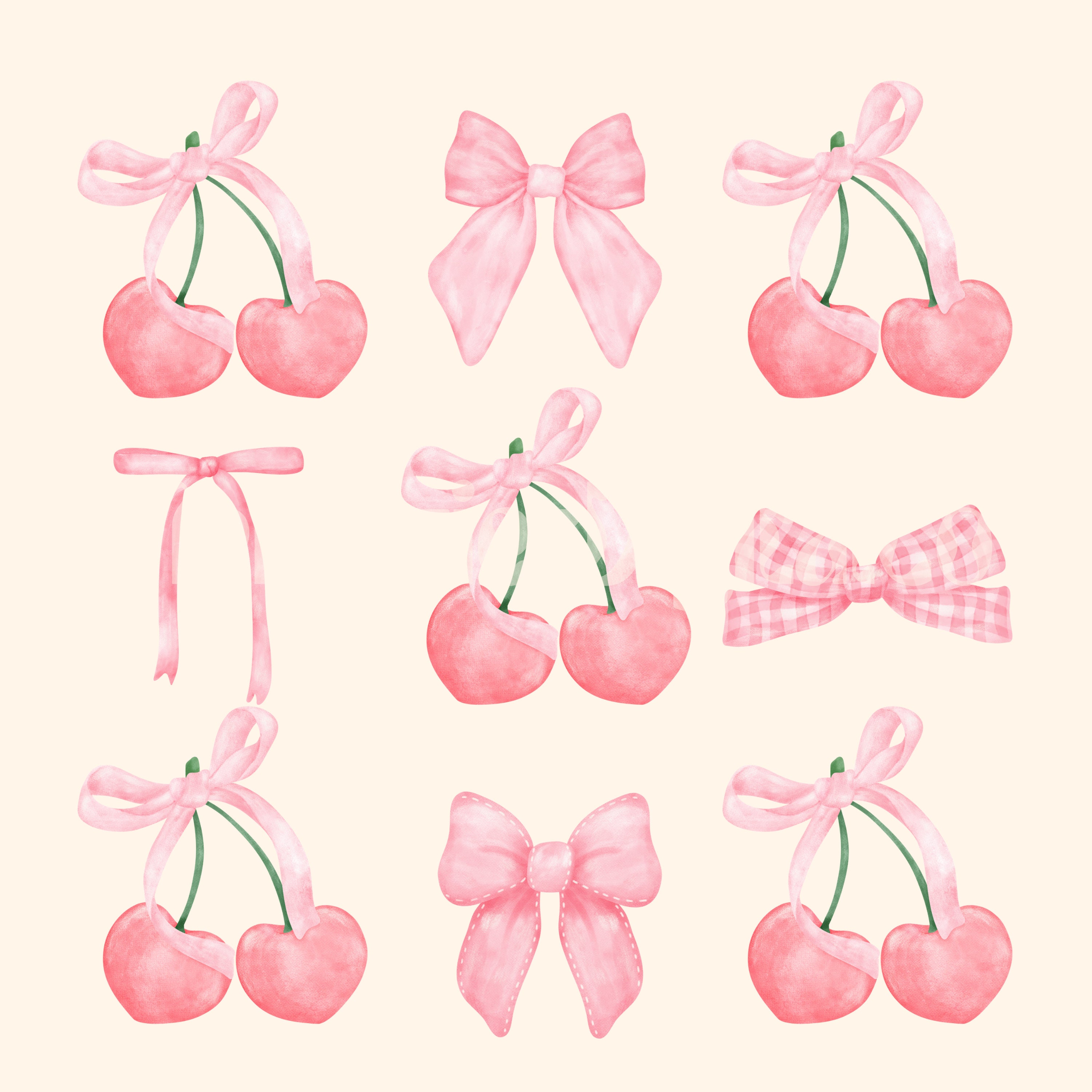Pink Cherry Bows Png: Girly Coquette Sublimation (digital Design) - Etsy