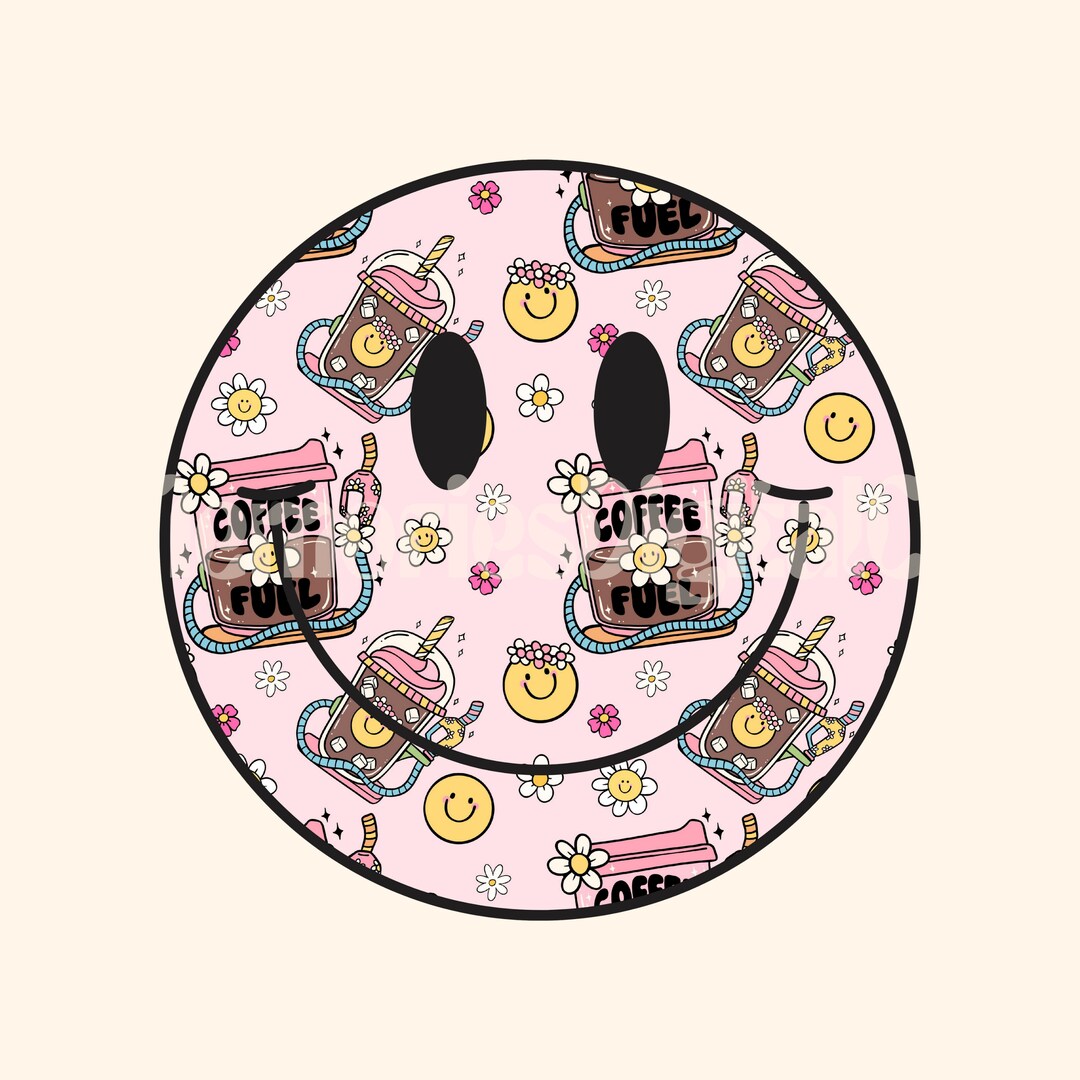 Iced Coffee Fuel Happy Face Png, Summer Spring Smile Face Png File ...