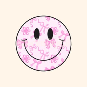 Coquette Pink Bows Smile Face PNG: Girly Shirt Design - Etsy