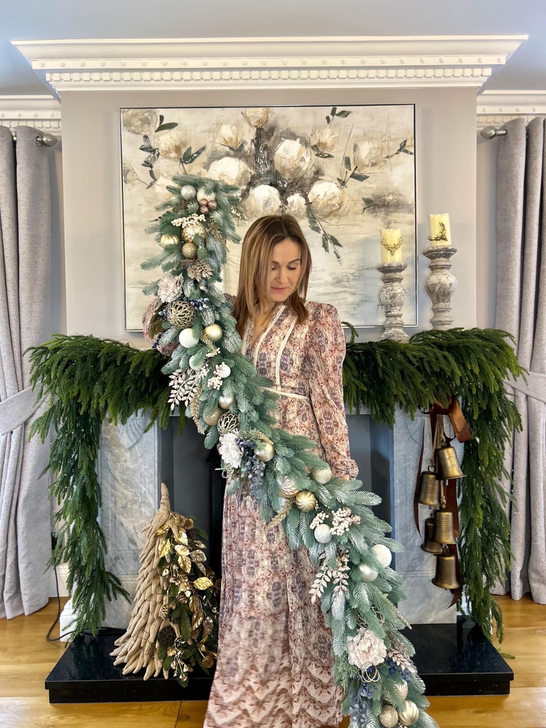 Luxury Faux Blue Spruce Garland • Lifelike Winter Greenery • Christmas ...