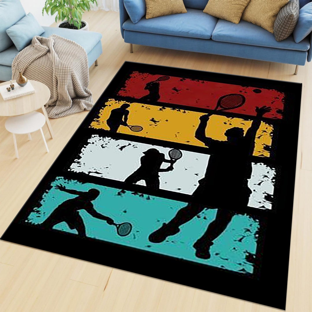Tennis Rug, Round Rug, Tennis Fan, Modern Rug, Popular Rug, Custom Rug ...