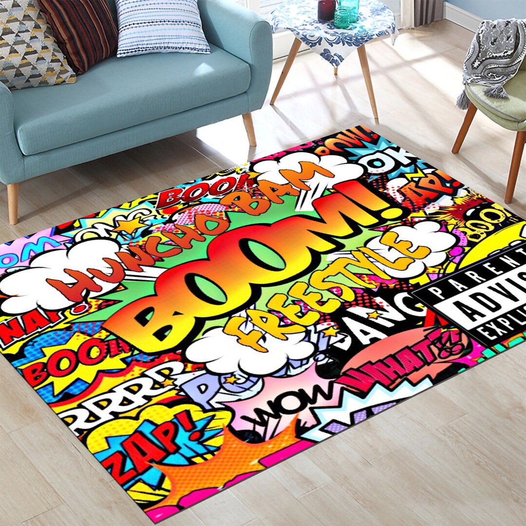 Pop Art Rug, Comic Graffiti Rug, Boom Art Rug,modern Art Rug,home ...