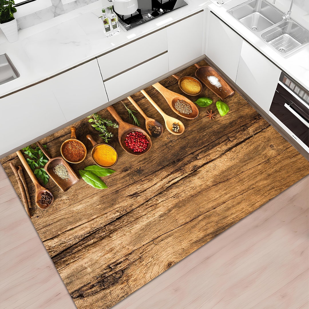 Spices Design Rug,spoon Spice Rug,kitchen Rug,decorative Kitchen Rug ...