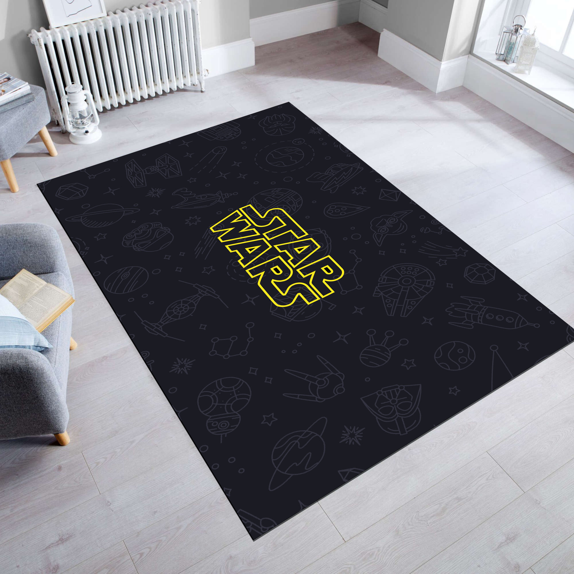 Star Wars Rug, Popular Movie Rug, Black Rug, Area Rug, Minimalist Rug ...