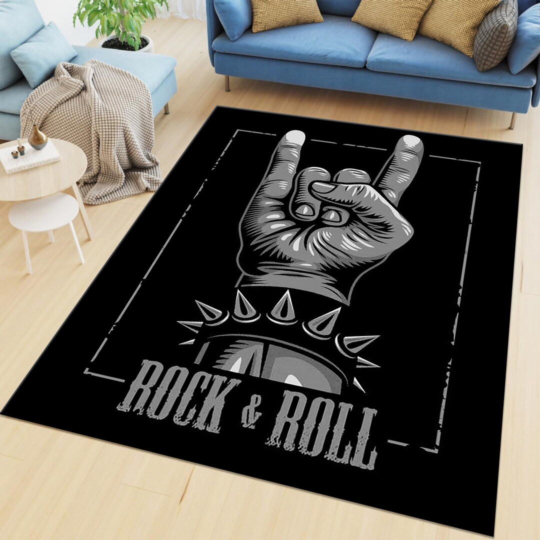 Rock N Roll Rug, Heavy Metal Rock Rug, Guitar Rug, Music Lovers Rug ...
