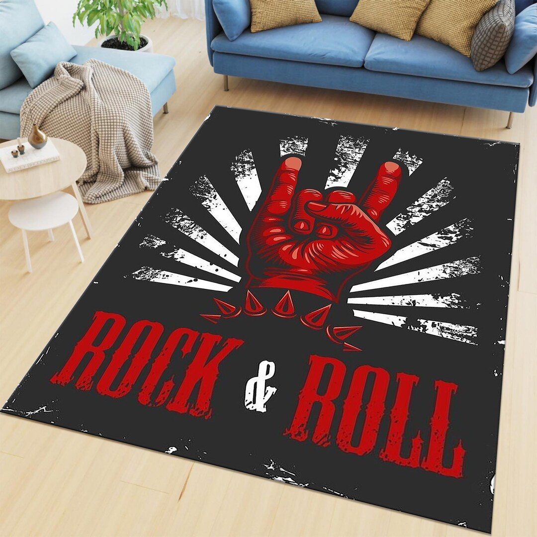Rock N Roll Rug, Heavy Metal Rock Rug, Guitar Rug, Music Lovers Rug ...