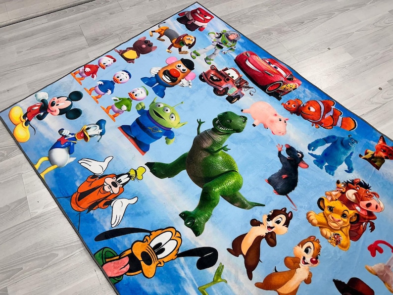 Cartoon Characters Rug, Mix Characters Rug, Popular Cartoon Rug, Kids ...
