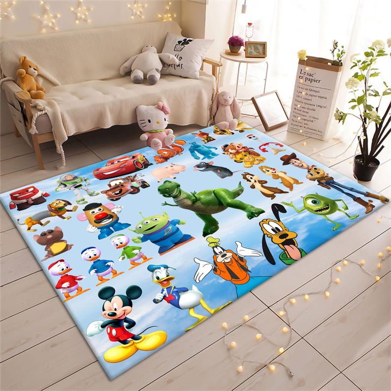 Cartoon Characters Rug, Mix Characters Rug, Popular Cartoon Rug, Kids ...