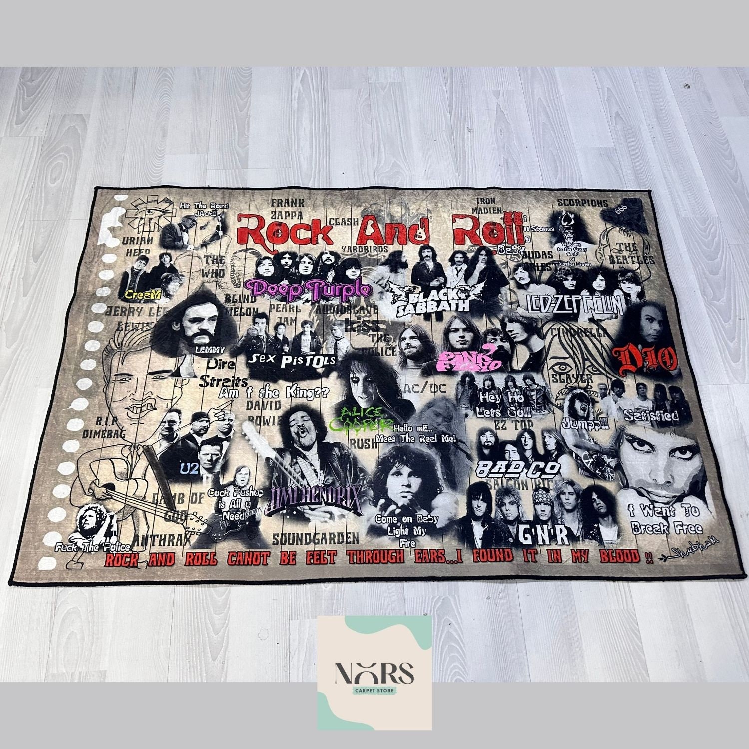 Rockn Roll Groups Rug, Rock Bands Rug, Heavy Metal Pattern Rug, Rockn ...