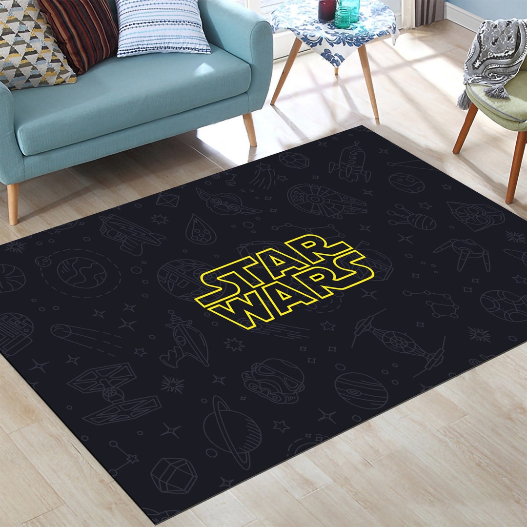Star Wars Rug, Popular Movie Rug, Black Rug, Area Rug, Minimalist Rug ...