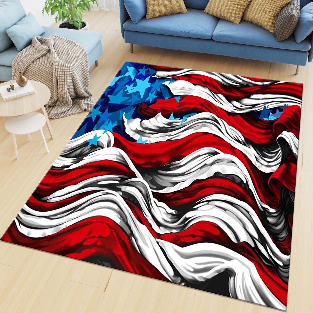 USA Flag Rug, American Rug, Modern Rug, Area Rug, for Living Room Rug ...