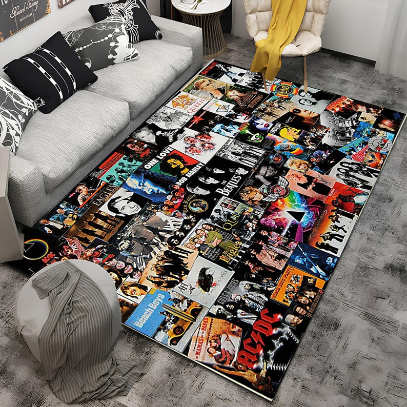 70s Album Covers, Rockn Roll Groups Rug, Rock Bands Rug, Heavy Metal ...