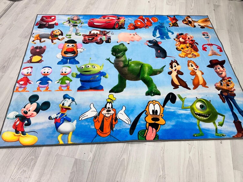 Cartoon Characters Rug, Mix Characters Rug, Popular Cartoon Rug, Kids ...