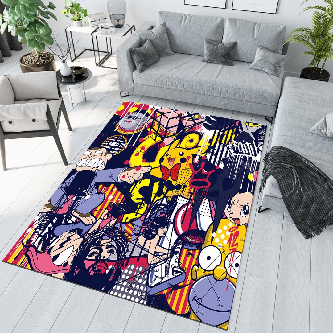 Pop Art Rug, Comic Graffiti Rug, Anime Rug,modern Art Rug,home ...