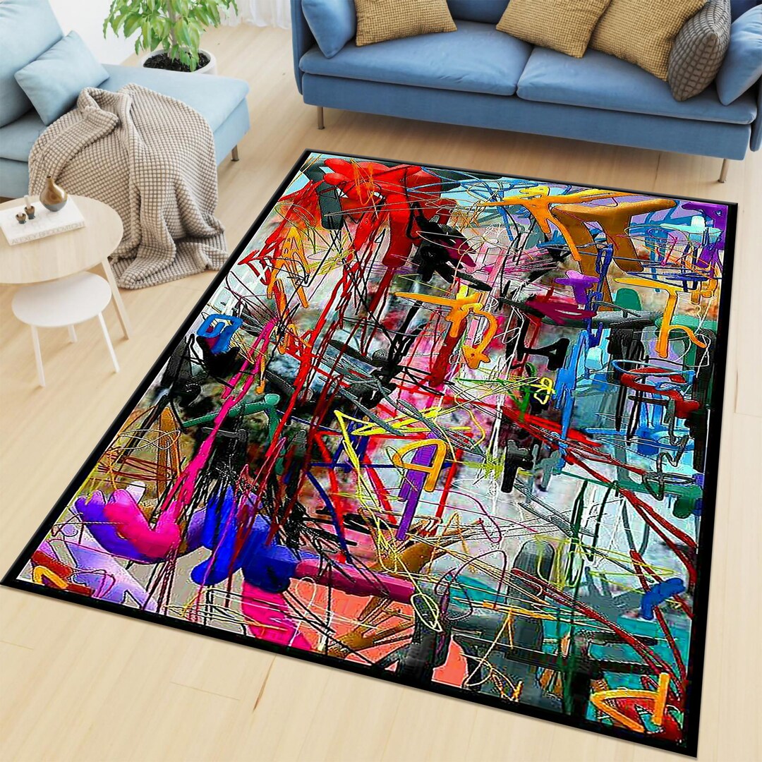Colourful Rug,modern Art Rug,home Decoration Rug, Housewarming Gift ...