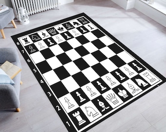 Chess Rug, Chess Set Rug, Game Room Rug, Kids Room Mat, Gift for Chess ...