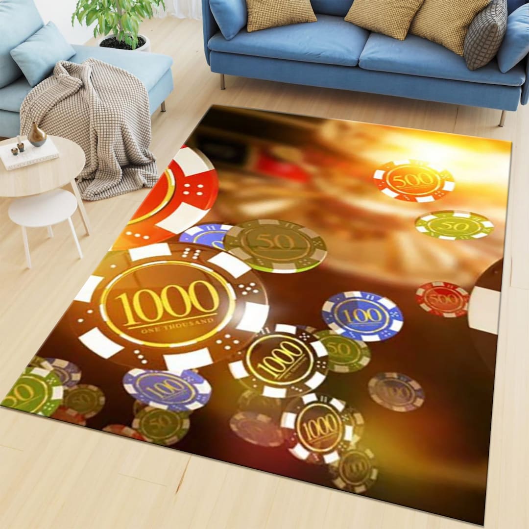 Poker Chips Rug /casino Rug, Poker Rug, Poker Design Rug, Home Decor ...