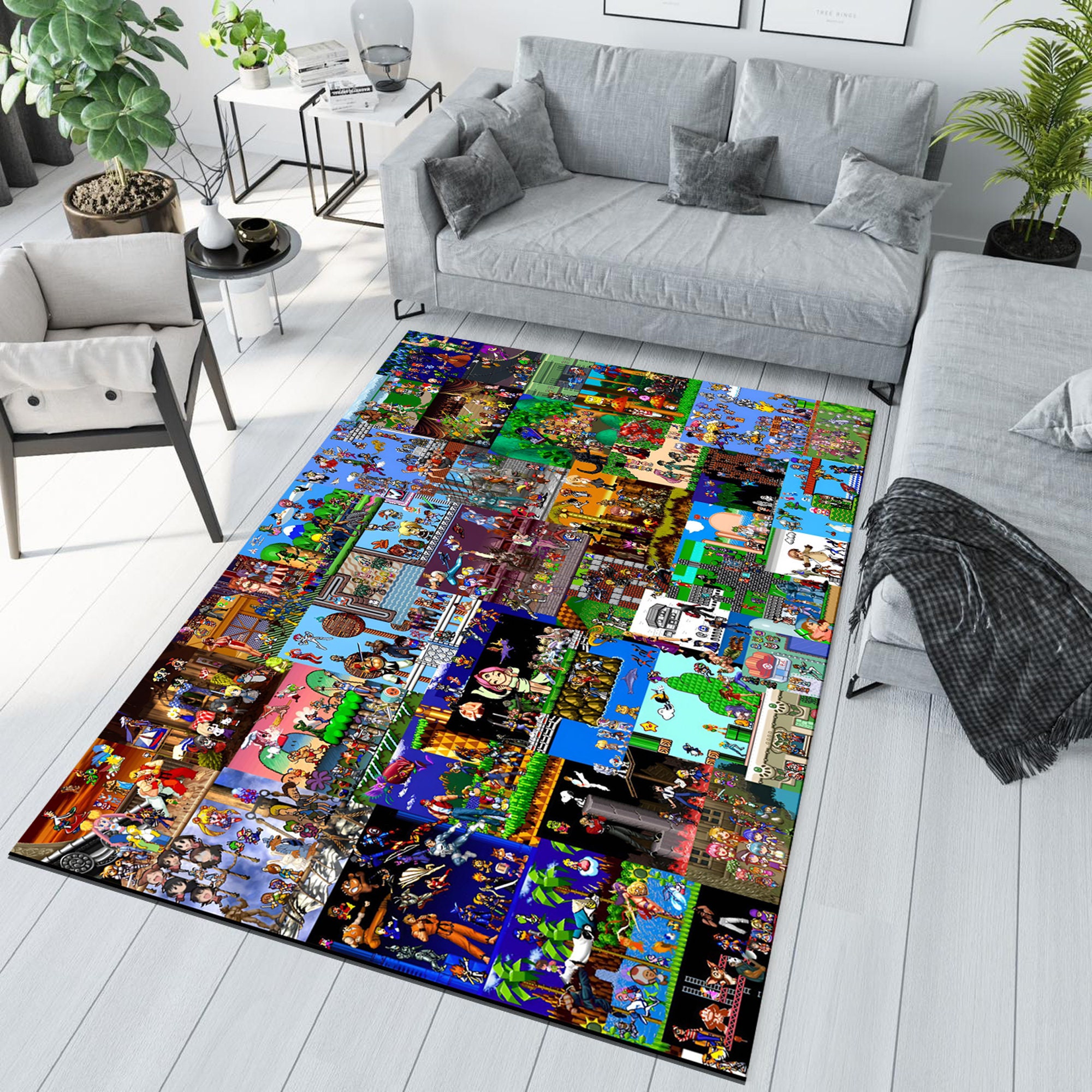 Retro Games Rug,game Rug,gaming Rug,colorful Rug,play Room Rug,game ...