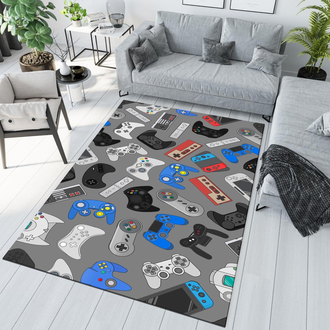 Joystick Pattern Rug, Game Console Rug, Awesome Rug,game Room Rug, Home ...