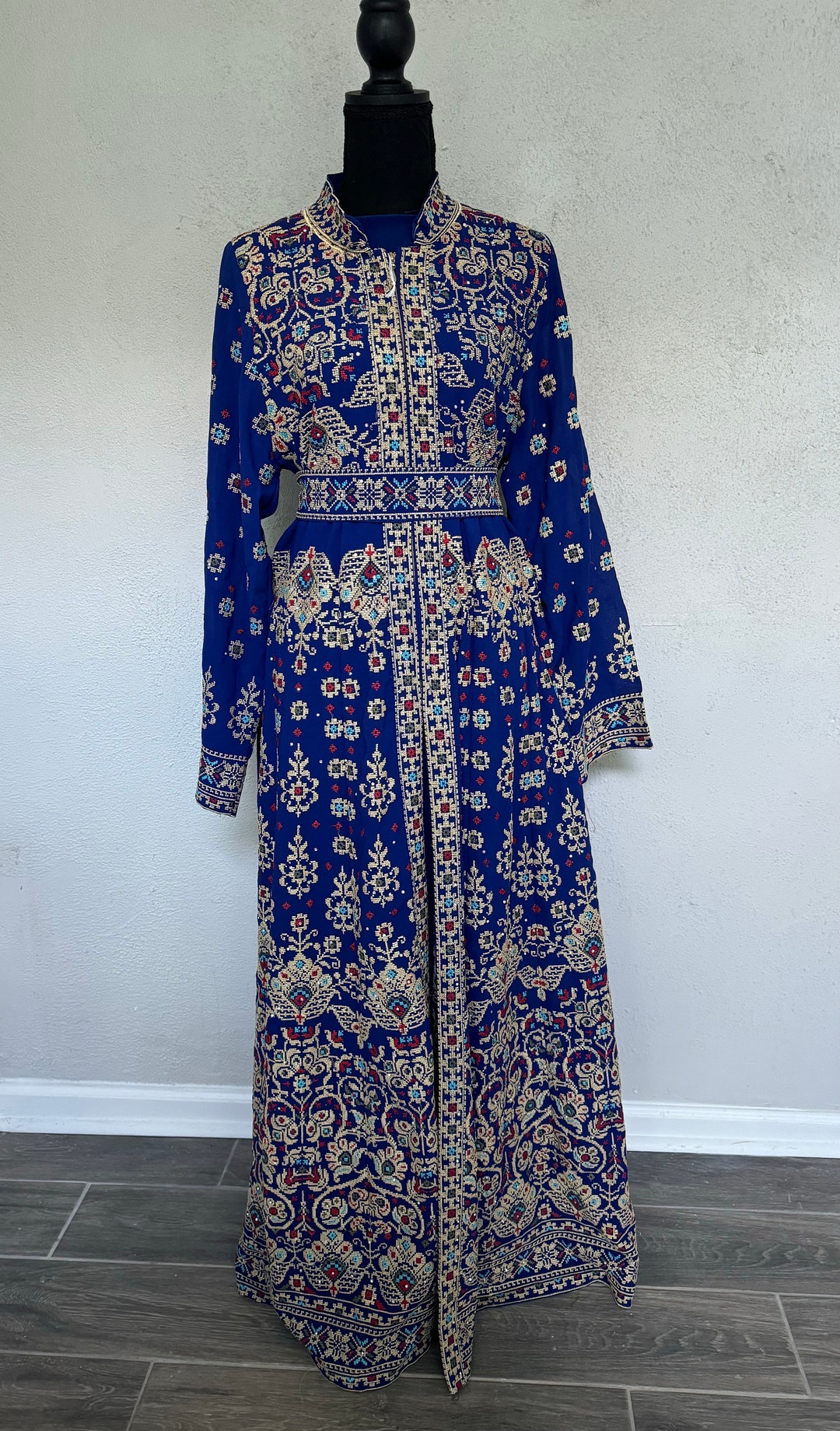 Royal Blue Palestinian Embroidered Dress - Etsy