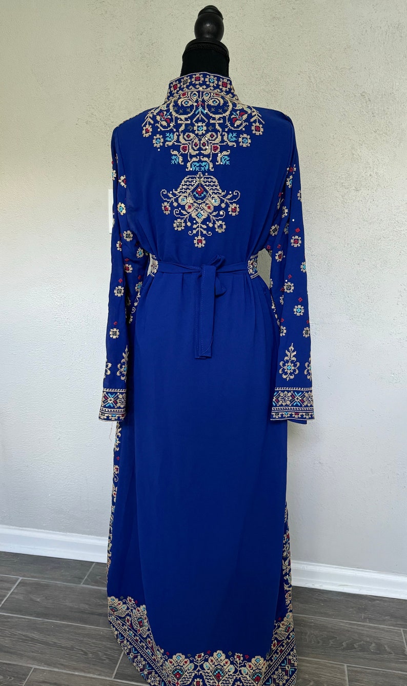 Royal Blue Palestinian Embroidered Dress - Etsy