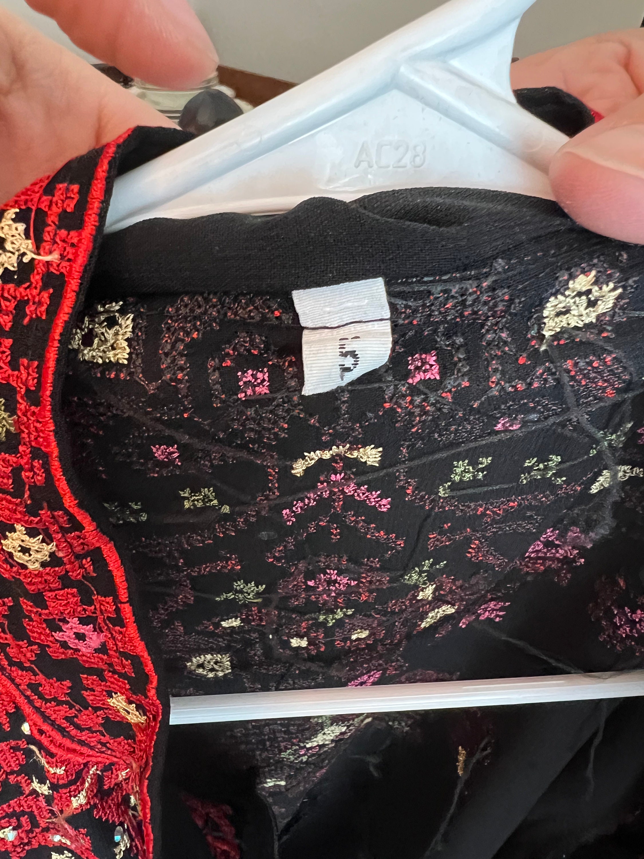 Palestinian Embroidered Dress black and Red - Etsy