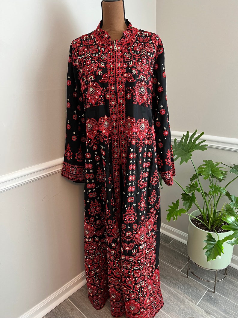 Palestinian Embroidered Dress black and Red - Etsy