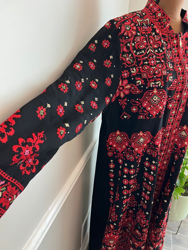 Palestinian Embroidered Dress black and Red - Etsy