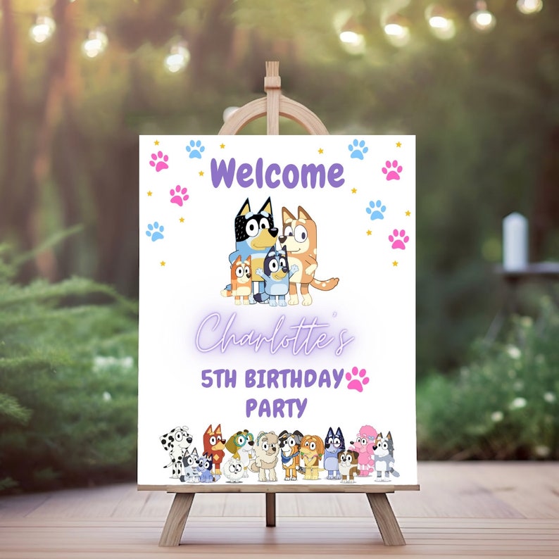 Bluey Birthday Welcome Sign Template Bluey and Bingo Birthday - Etsy