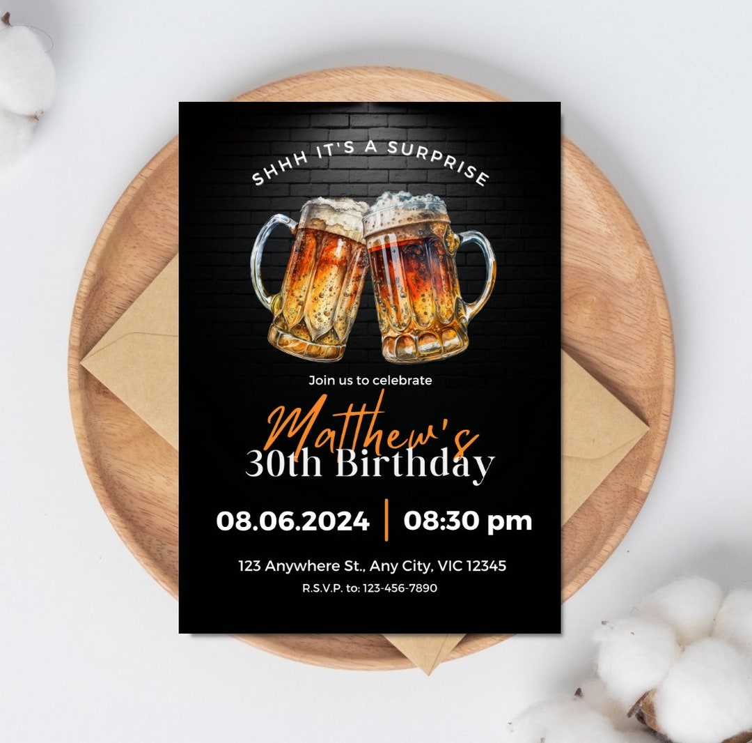 Printable Mens Birthday Invitation Milestone Birthday Party - Etsy