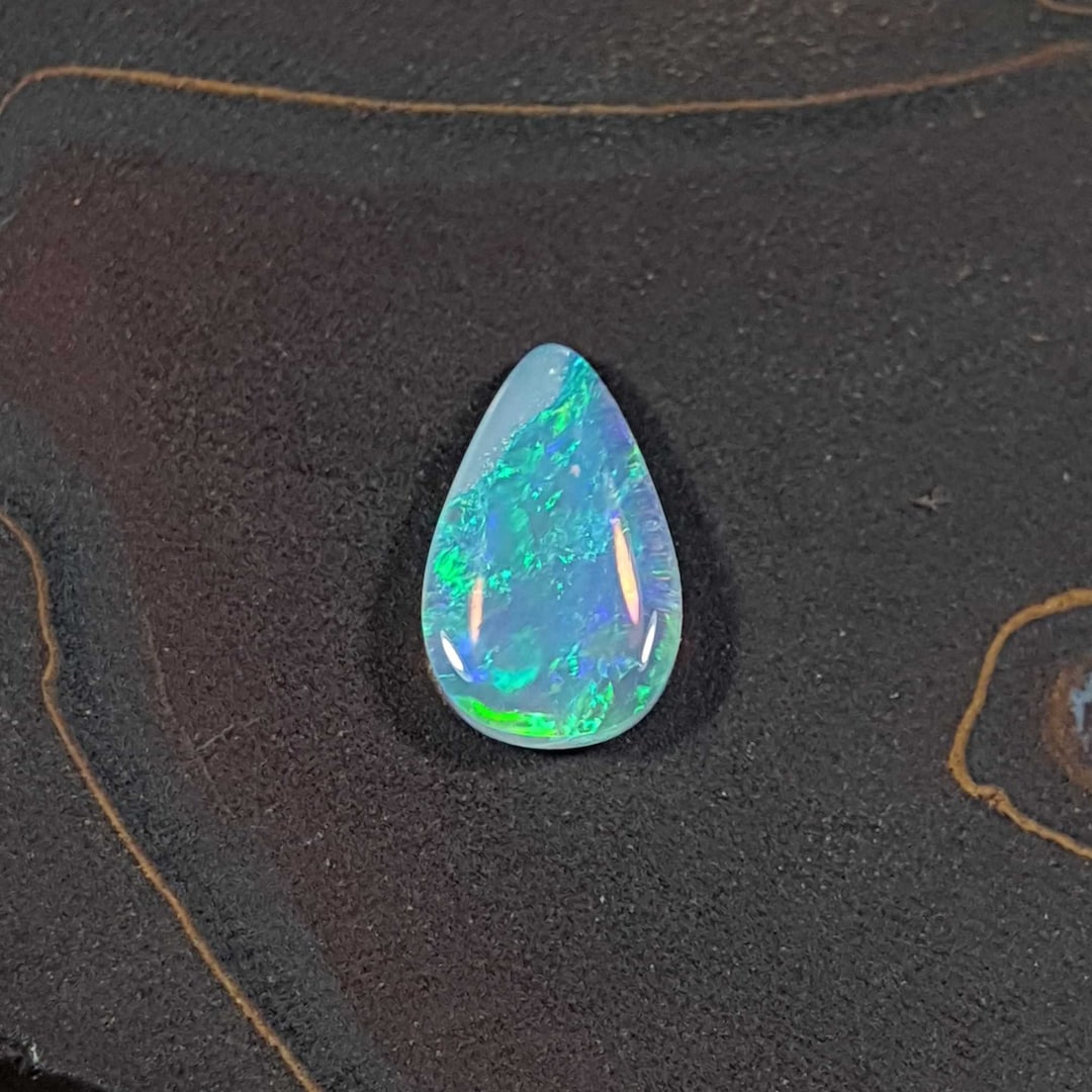 Australian Lightning Ridge Green Blue Crystal Double Sided Opal Pear ...