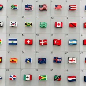 Country Flags Around the World Themed Shoe Charms Board 1 - Etsy