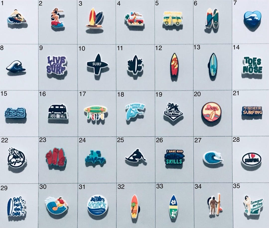 Surfing Surfer Surf Beach Ocean Shoe Charms - Etsy