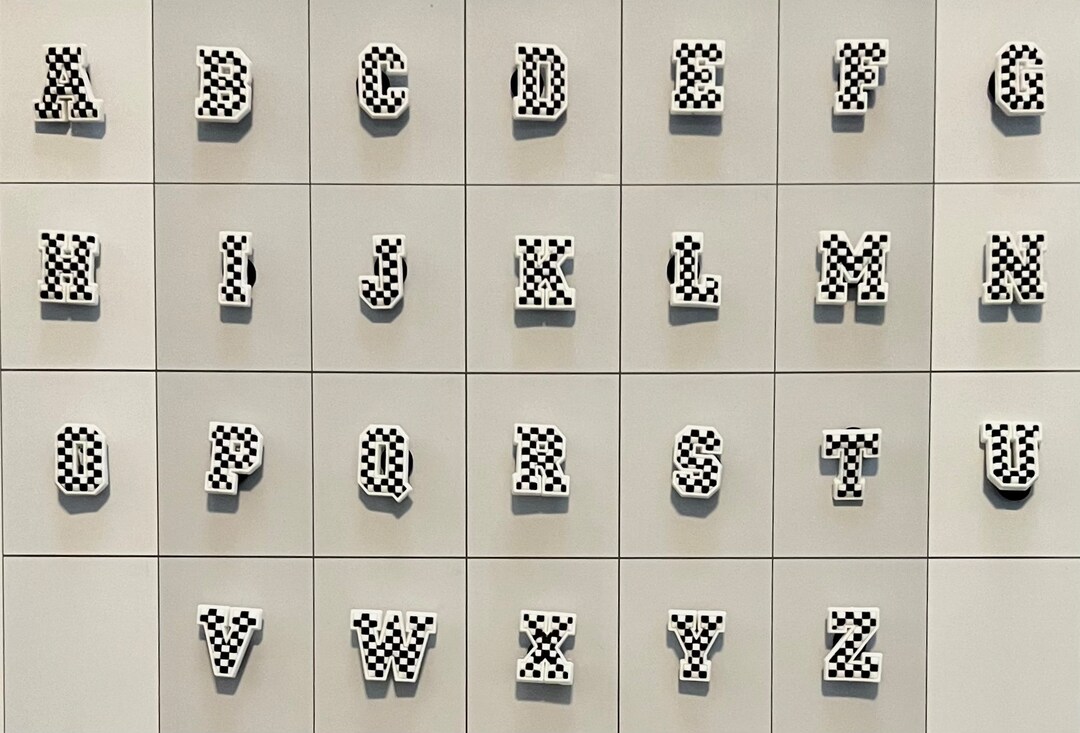 Black and White Checkered Checker Board Letter and Number Shoe Charms ...