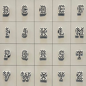 Black and White Checkered Checker Board Letter and Number Shoe Charms ...