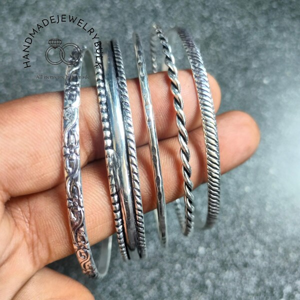 Sterling Silver Bangle Bracelet Set - Etsy