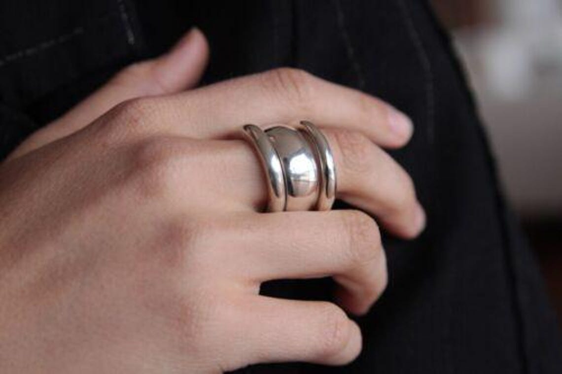 3 Set Dome Ring, 925 Sterling Silver, Minimalist Ring, Designer Unique ...