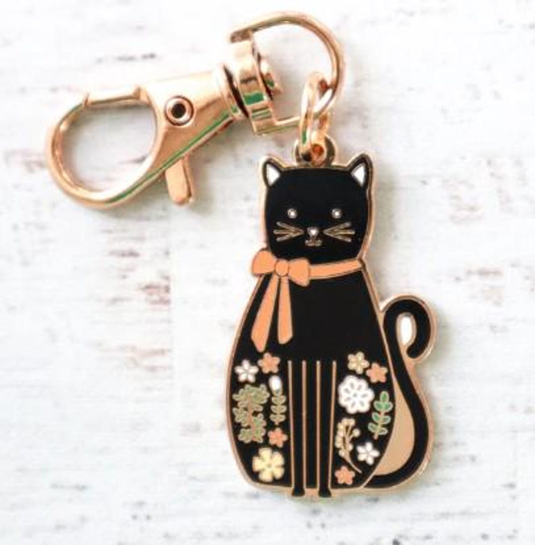 Black Cat Enamel Charm - Flamingo Toes - Etsy