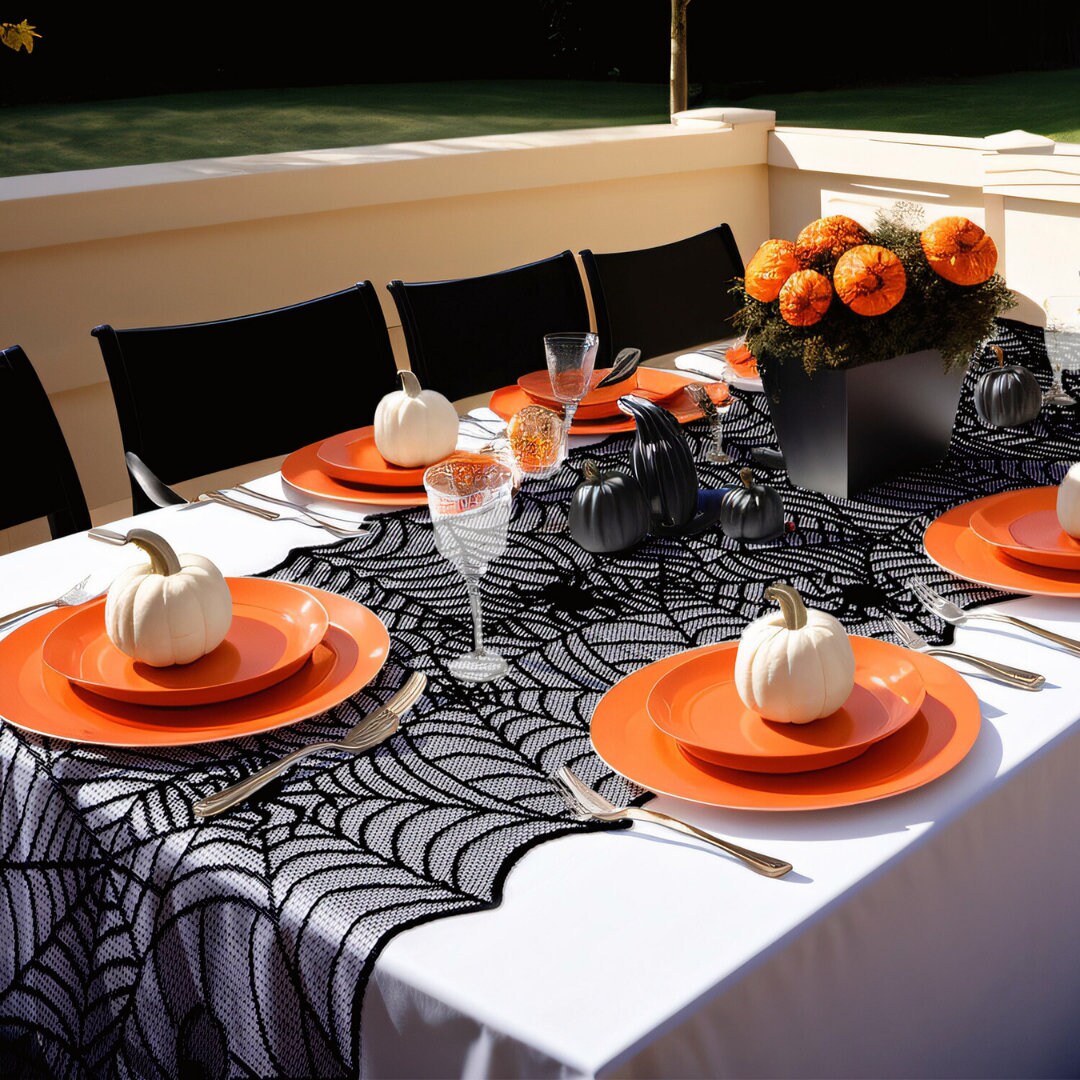 Goth Table Runner Decor Spider Web Lace Table Decor - Etsy