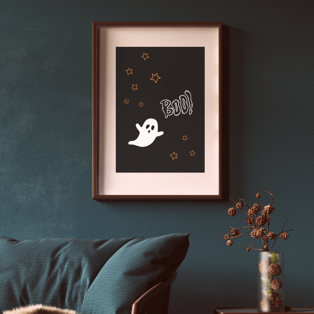 Halloween Boo Ghost Printable Gallery Wall Art, Print at Home Autumn ...