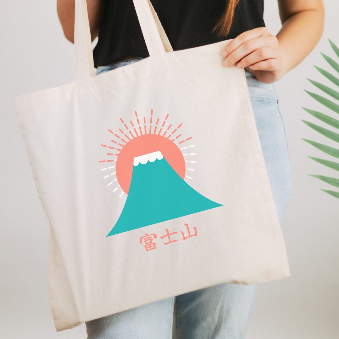 Retro Mount Fuji Totebag Aqua/pink - Etsy