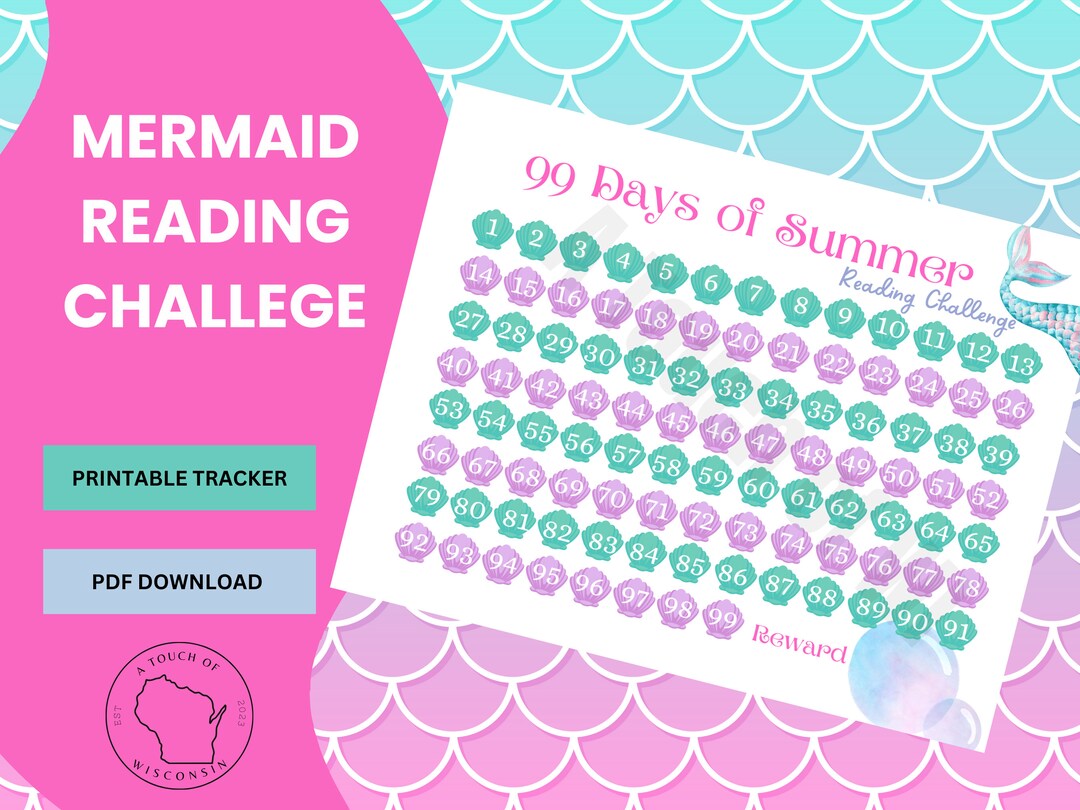 Summer Reading Chart: Mermaid 99-day Challenge (PDF) - Etsy