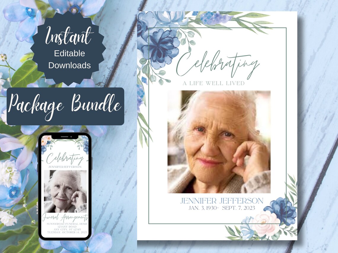 Funeral Program Template for Her Loss of Grandmother Funeral Floral ...