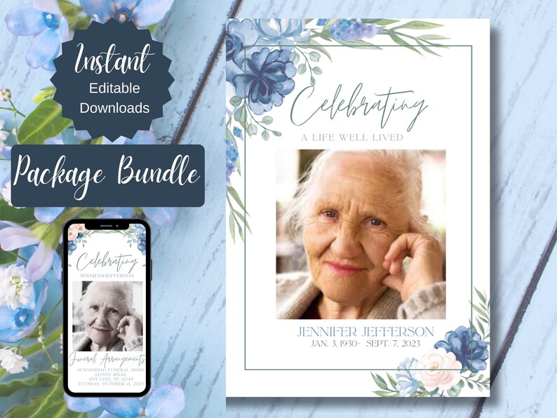 Funeral Program Template for Her Loss of Grandmother Funeral Floral ...