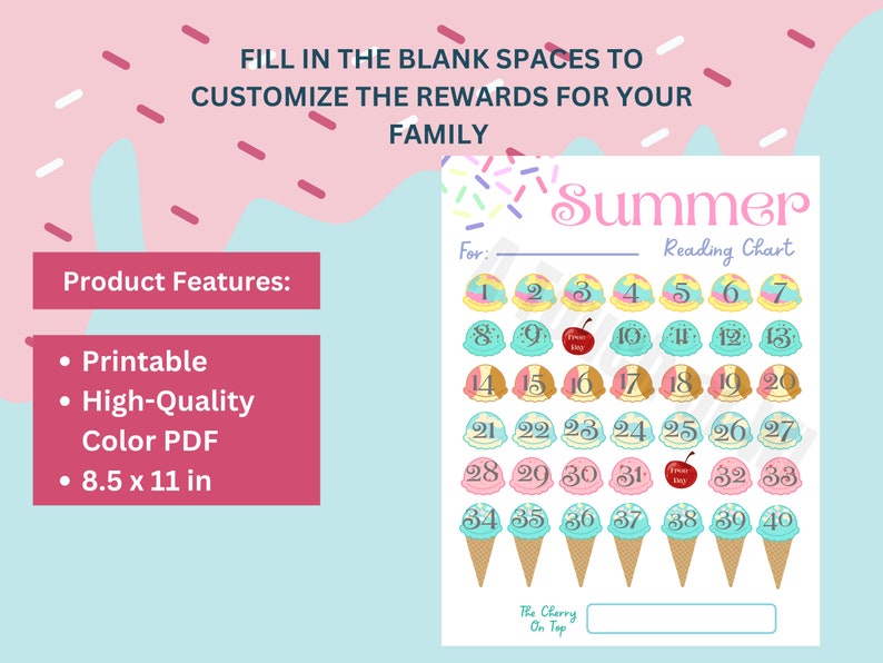 Summer Ice Cream Reading Chart Reading Reward Chart Summer Reading Log ...