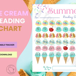 Summer Ice Cream Reading Chart Reading Reward Chart Summer Reading Log ...