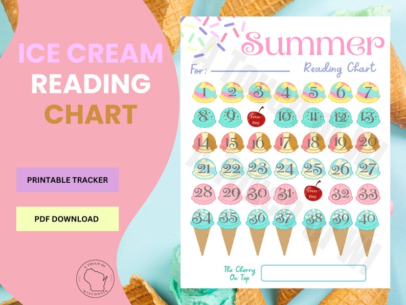 Summer Ice Cream Reading Chart Reading Reward Chart Summer Reading Log ...