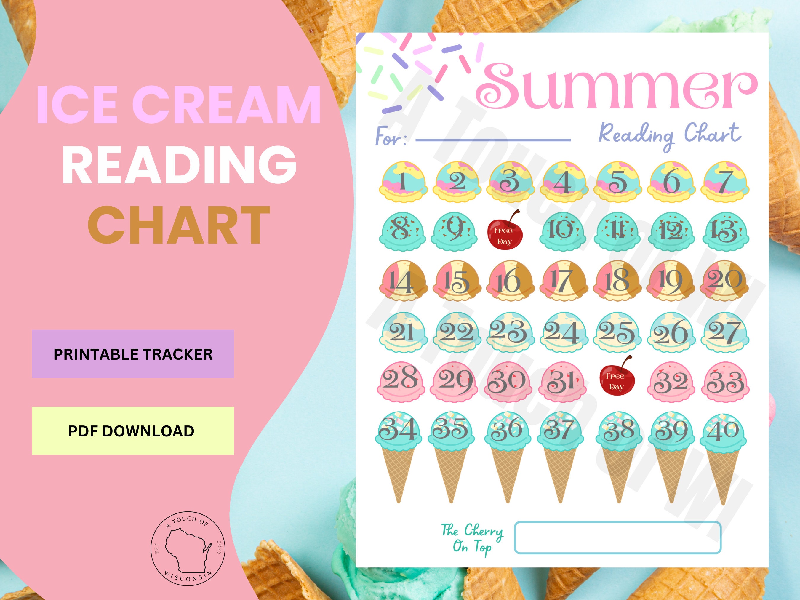 Summer Ice Cream Reading Chart Reading Reward Chart Summer Reading Log ...